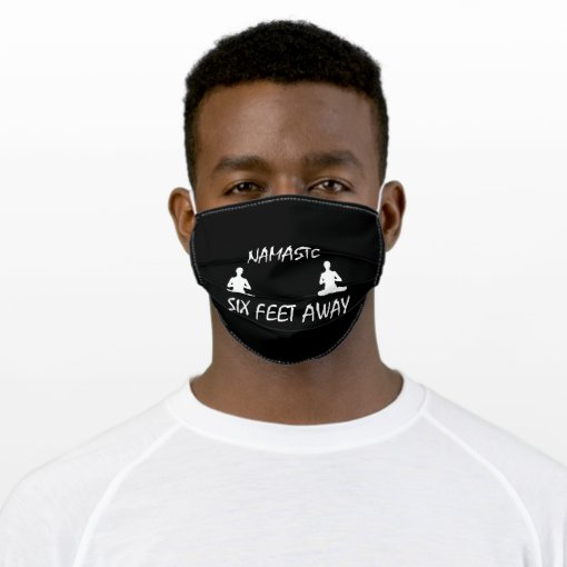 Namaste Six Feet Away Adult Cloth Face Mask | Zazzle