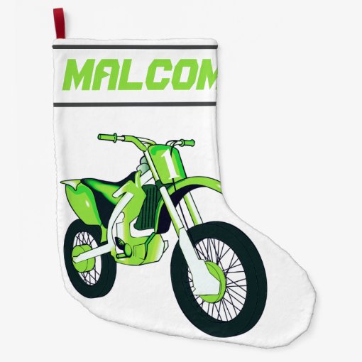 NAME and Age or Number Dirt Bike Motorcycle Large Christmas Stocking ...