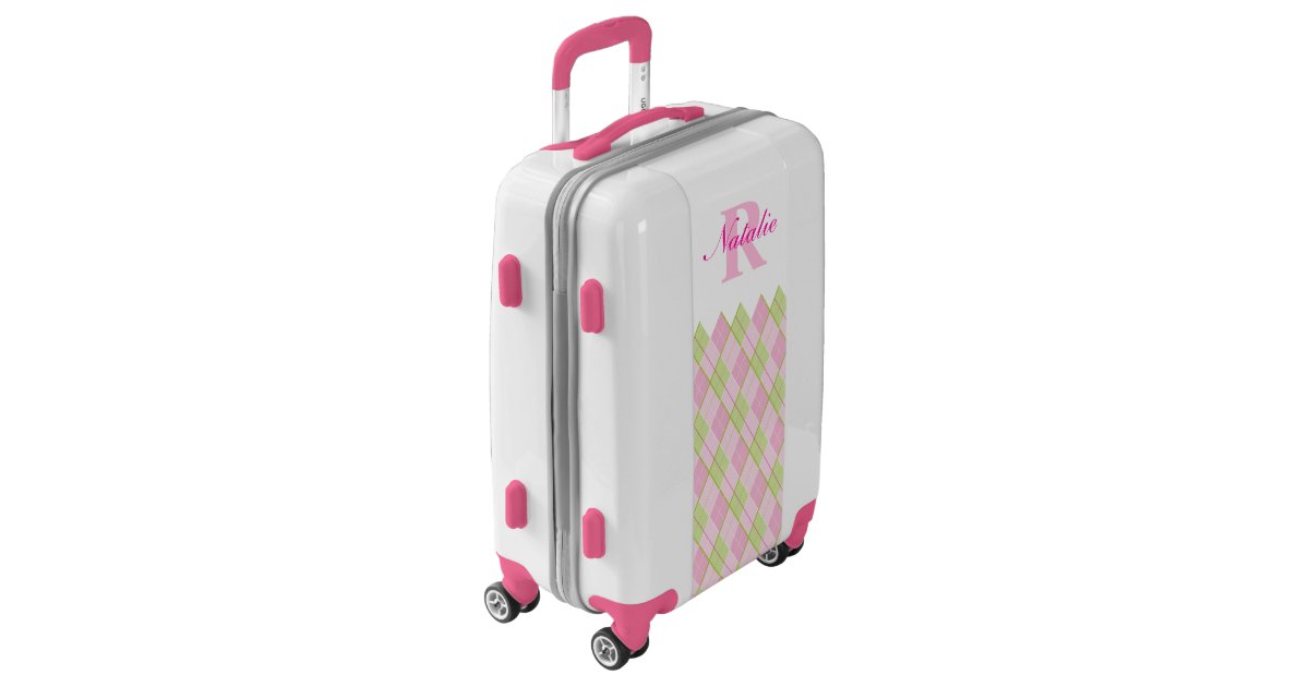 Name and initial girls diamond pattern luggage | Zazzle