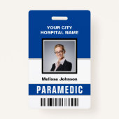 Name and Photo Medical Emergency Paramedic ID Card Badge | Zazzle