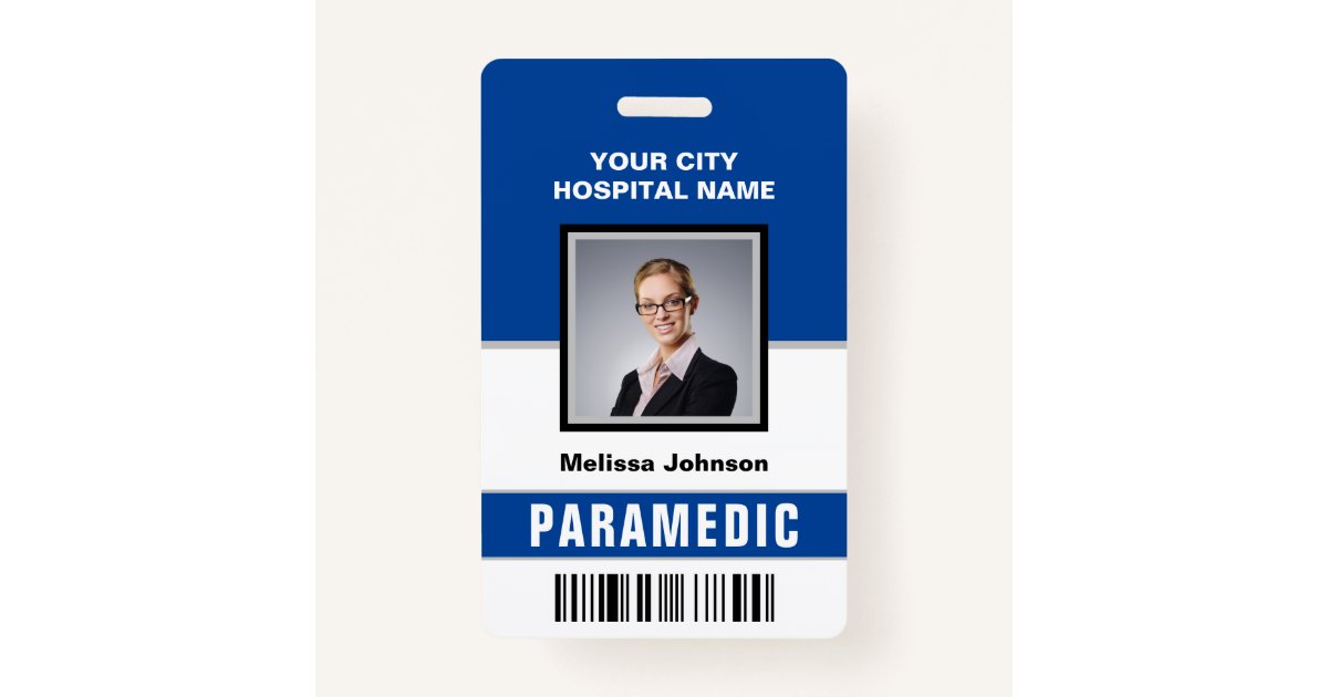 Name and Photo Medical Emergency Paramedic ID Card Badge | Zazzle