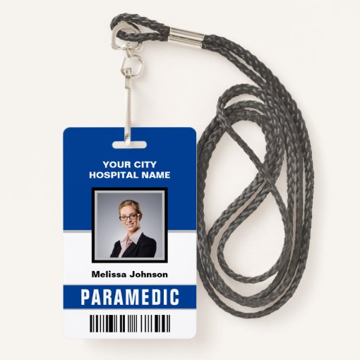 Name and Photo Medical Emergency Paramedic ID Card Badge | Zazzle
