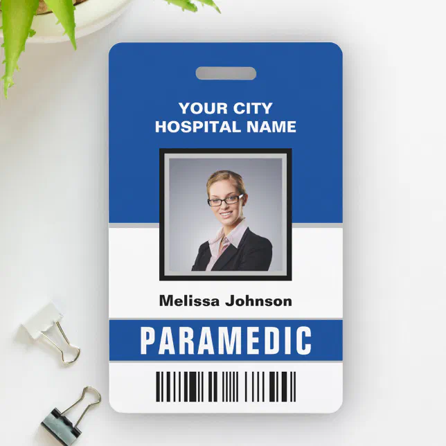 Name and Photo Medical Emergency Paramedic ID Card Badge | Zazzle