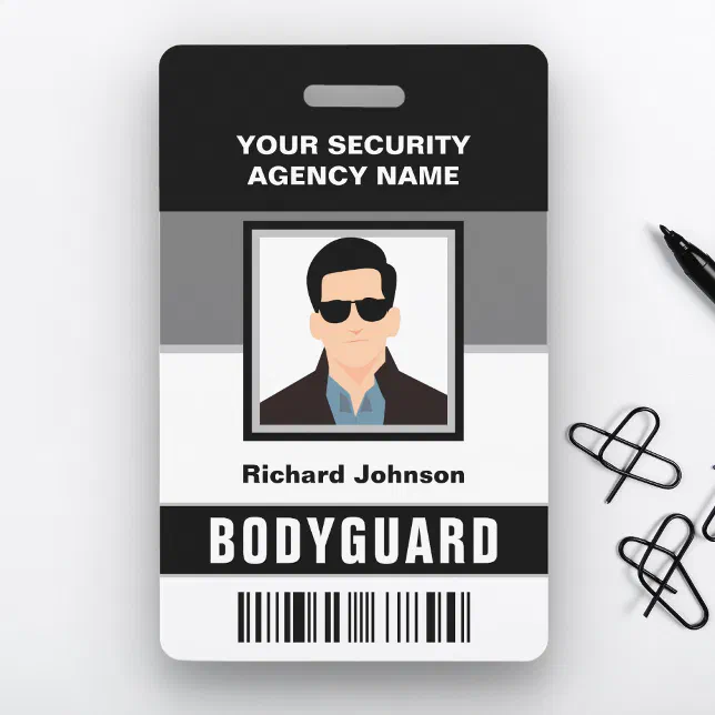 Name and Photo Security Bodyguard ID Card Badge | Zazzle