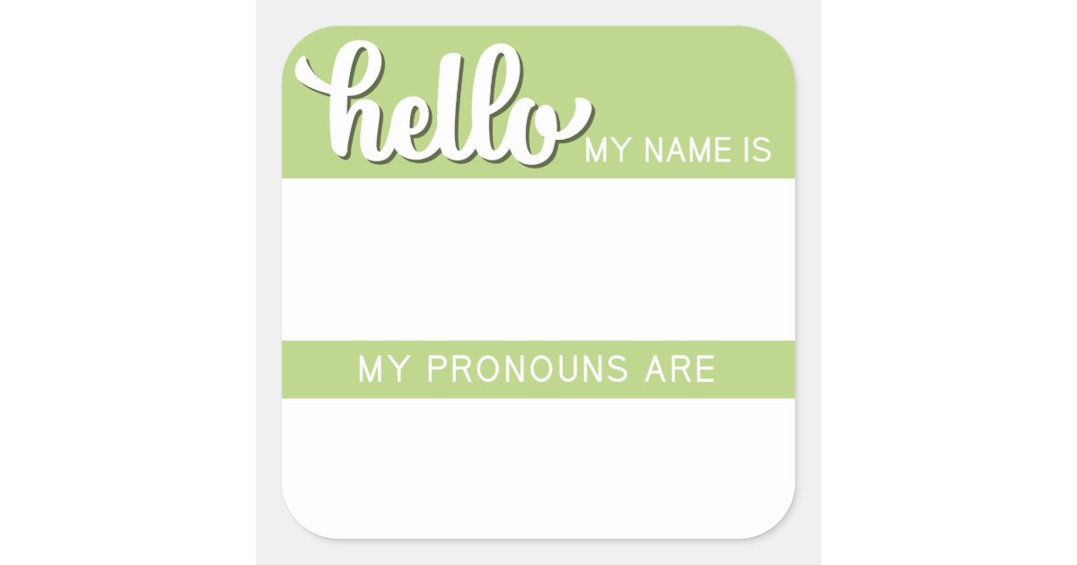 Name and Pronoun Tag – Green Square | Zazzle