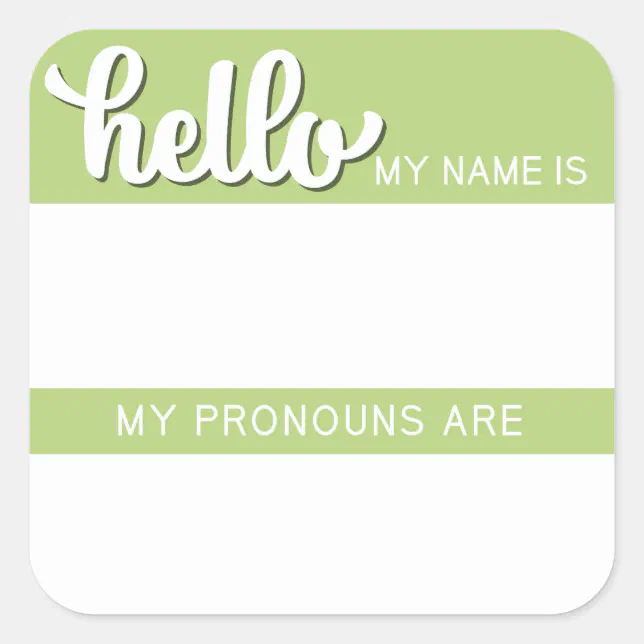 Name and Pronoun Tag – Green Square | Zazzle