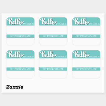 Name and Pronoun Tag – Teal Square | Zazzle