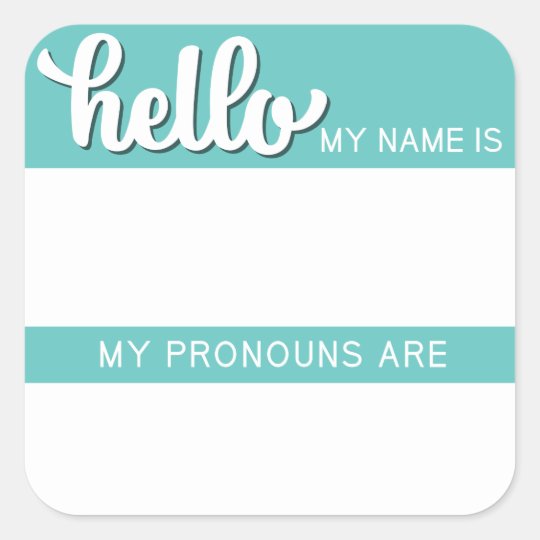 Name and Pronoun Tag – Teal Square | Zazzle.com