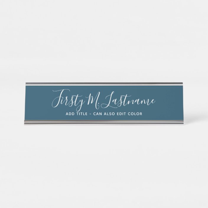 Name and Title Calligraphy - CAN EDIT blue COLOR Desk Name Plate ...