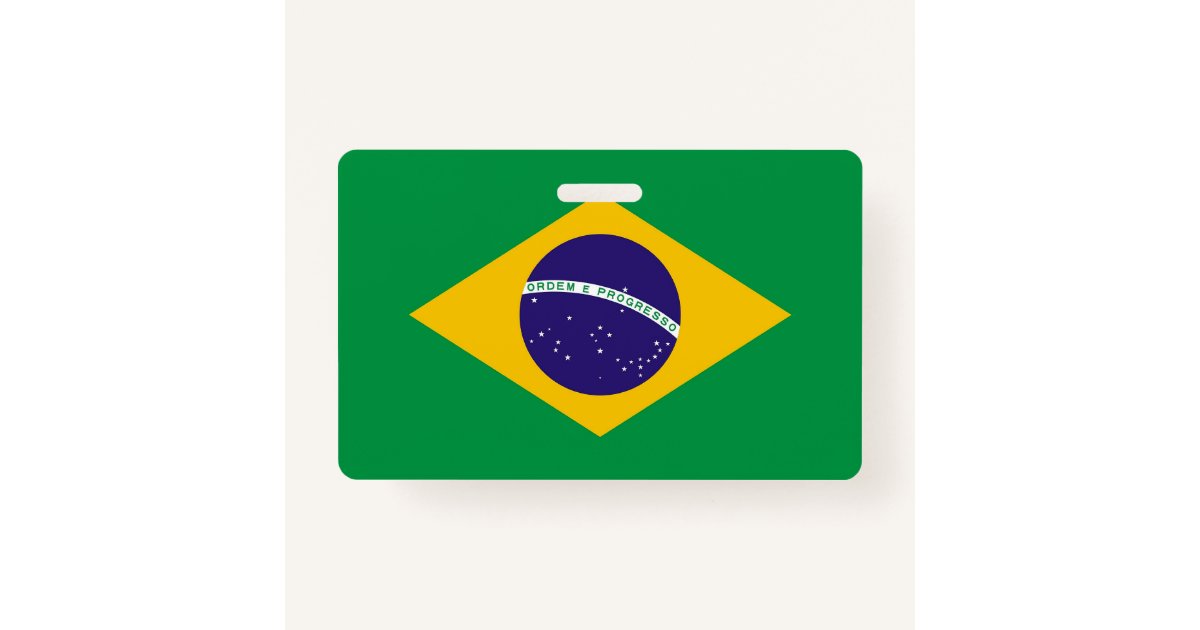 Name Badge with flag of Brazil | Zazzle