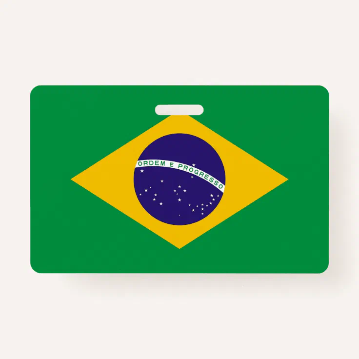 Name Badge with flag of Brazil | Zazzle