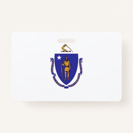 Name Badge with flag of Massachusetts State, USA | Zazzle