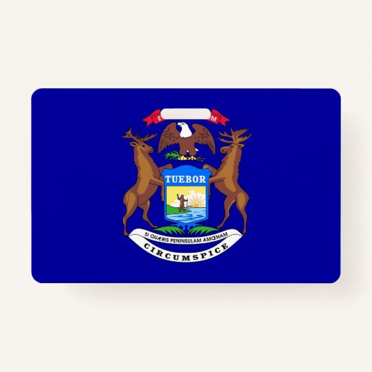 Name Badge with flag of Michigan State, USA | Zazzle.com