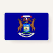 Name Badge with flag of Michigan State, USA | Zazzle
