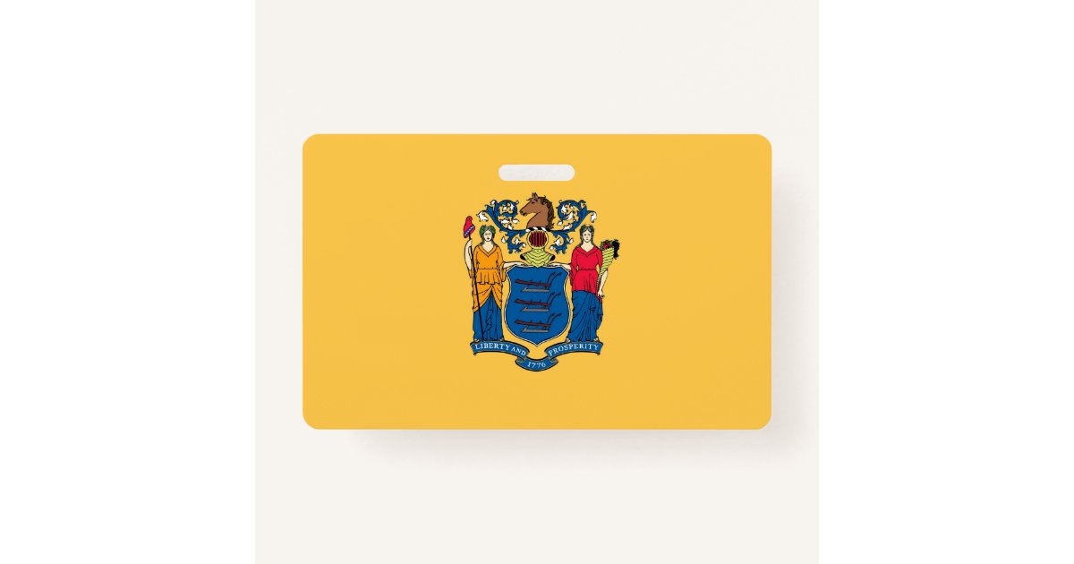 Name Badge with flag of New Jersey State, USA | Zazzle