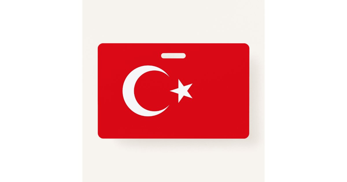 Name Badge with flag of Turkey | Zazzle