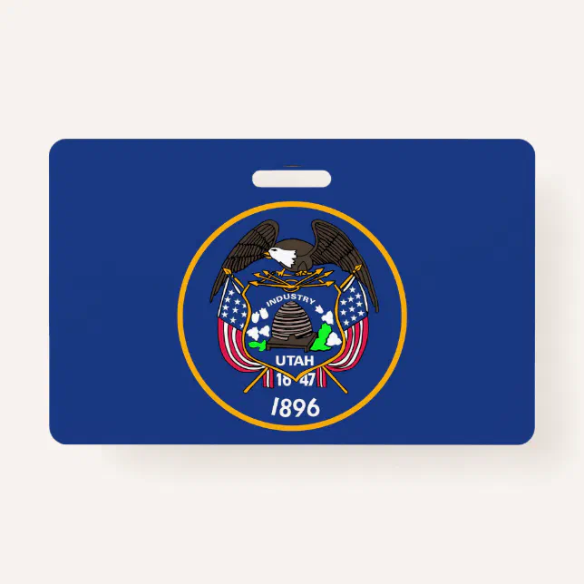 Name Badge with flag of Utah State, USA | Zazzle