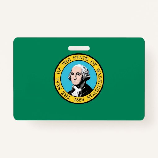Name Badge with flag of Washington State, USA | Zazzle