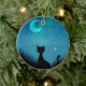Name black cat starry night illustration ceramic ornament | Zazzle