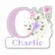 Name Charlie plus Initial with Floral Design Sticker | Zazzle