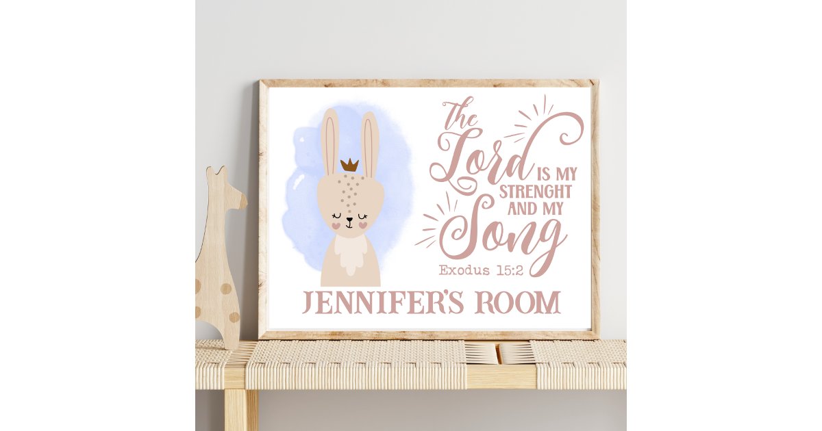 Name Christian Cute Bunny Rabbit Bible Quote Poster | Zazzle