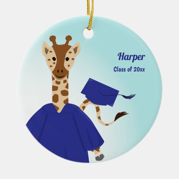 Name Class of Giraffe Graduation Cap Gown Ceramic Ornament | Zazzle.com