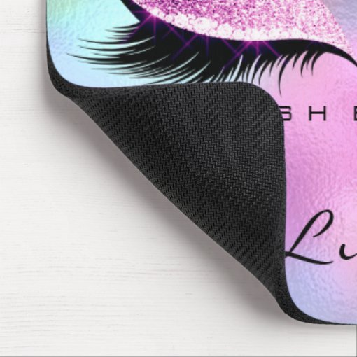 Name Glitter Makeup Beauty Studio Lash Pink Blue Mouse Pad | Zazzle