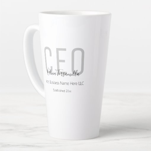Name Gray Black CEO Latte Mug | Zazzle