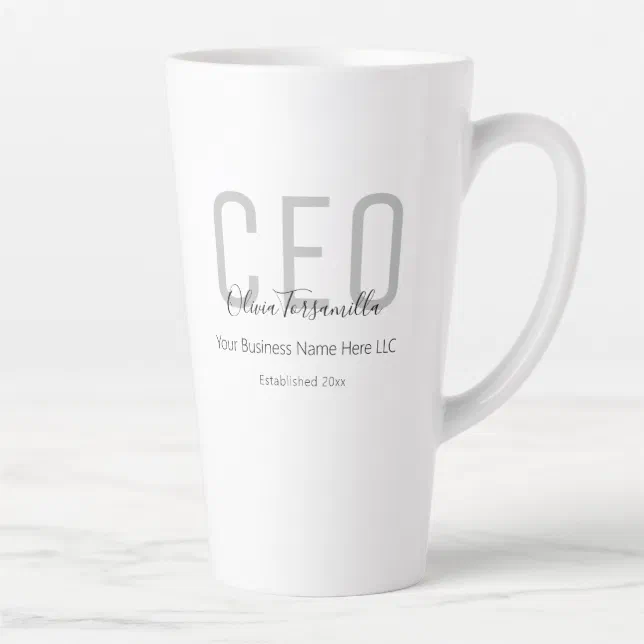 Name Gray Black CEO Latte Mug | Zazzle