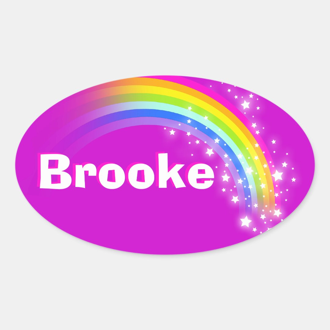 Name ID Brooke purple pink rainbow stickers | Zazzle