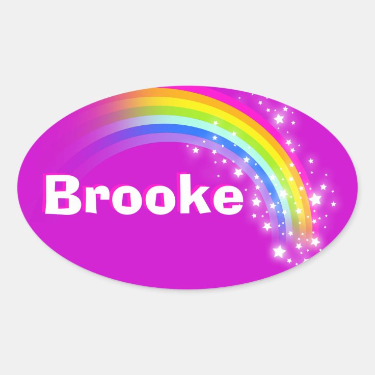Name ID Brooke purple pink rainbow stickers | Zazzle
