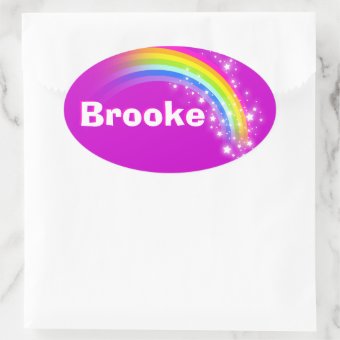 Name ID Brooke purple pink rainbow stickers | Zazzle