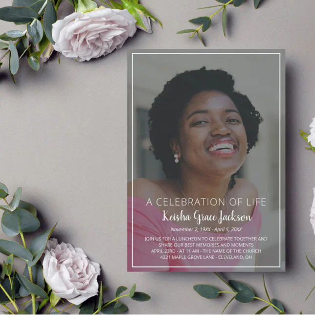 Name In Script Photo Celebration of Life Invitation | Zazzle