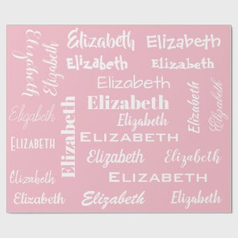 Name Initial Monogram Pink White Personalized Gift Wrapping Paper | Zazzle