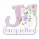 Name Jacqueline & Initial with Floral Design Sticker | Zazzle
