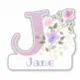 Name Jane plus Initial with Floral Design Sticker | Zazzle