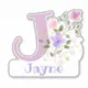 Name Jayne & Initial with Floral Design Sticker | Zazzle