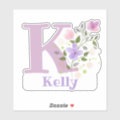 Name Kelly & Initial with Floral Design Sticker | Zazzle