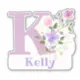 Name Kelly & Initial with Floral Design Sticker | Zazzle