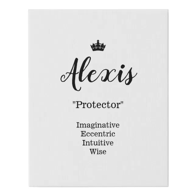 Name Meaning Canvas Picture - Alexis | Zazzle