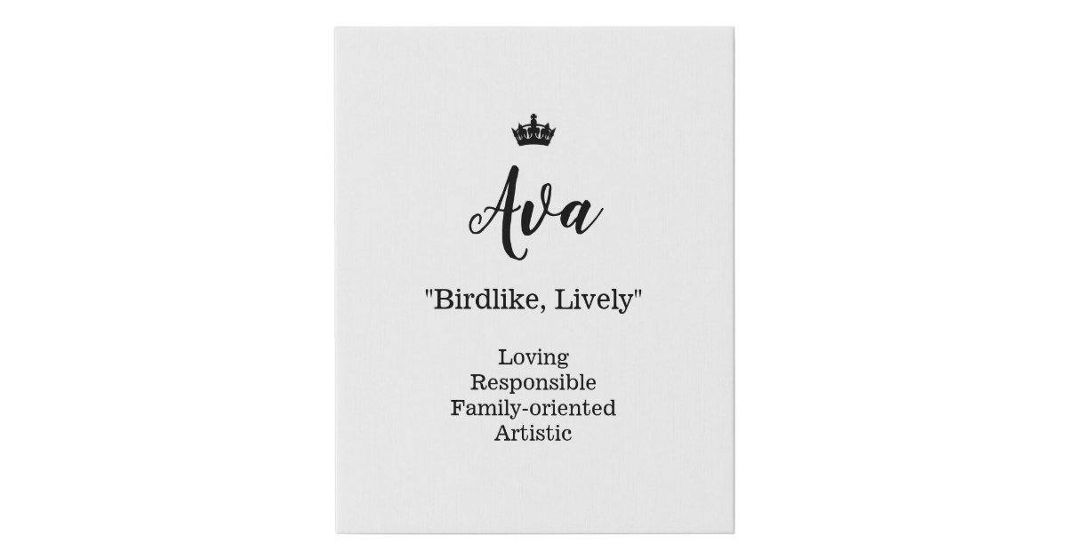Name Meaning Canvas Picture - Ava | Zazzle