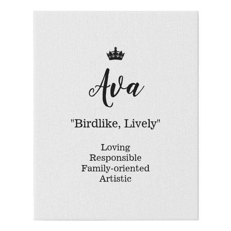Name Meaning Canvas Picture - Ava | Zazzle