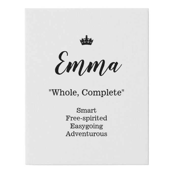 Name Meaning Canvas Picture - Emma | Zazzle.com