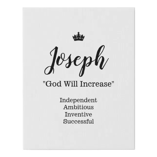 Name Meaning Canvas Picture - Joseph | Zazzle