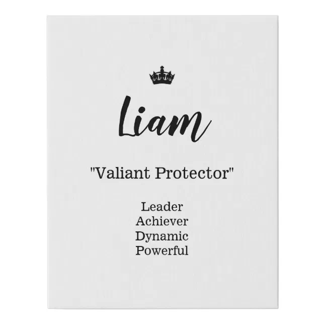 Name Meaning Canvas Picture - Liam | Zazzle
