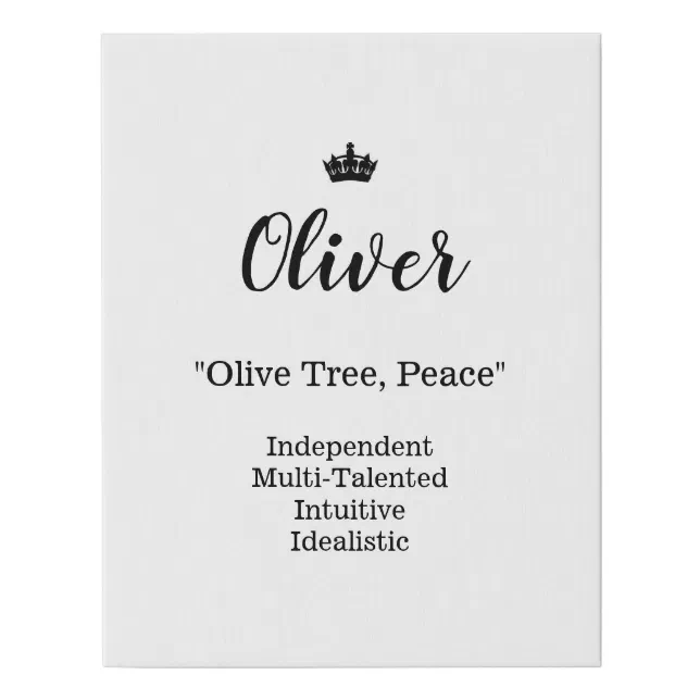 Name Meaning Canvas Picture - Oliver | Zazzle
