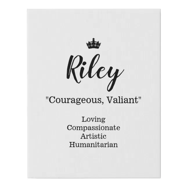 Name Meaning Canvas Picture - Riley | Zazzle