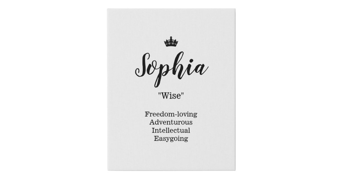 Name Meaning Canvas Picture - Sophia | Zazzle