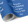 Name Modern Script Typography Blue Happy Birthday Wrapping Paper | Zazzle