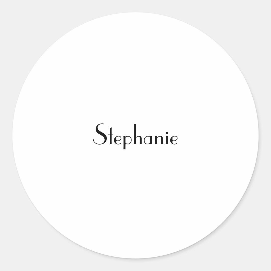 Name Monogram Template Black White Custom Cute Classic Round Sticker ...